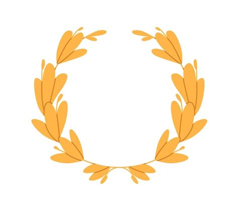 월계수 잎에서 로마 월계관 수상자에게 서클 상을 수여합니다 승리의 황금 상징 원형 월계관은 왕관을 남깁니다 컬러 평면
