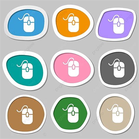 Computer Mouse Symbols Multicolored Paper Stickers Vector Internet