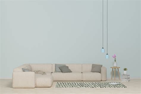 인테리어 현대 생활 나무 바닥 카펫 거실 3 차원 렌더링에 매달려 램프에 흰색 소파 0명에 대한 스톡 사진 및 기타 이미지 0명 3차원 형태 가구 Istock