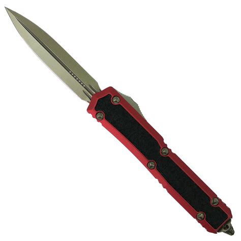 Microtech Signature Series Red Makora Otf Knife Bronzed Dagger Blade