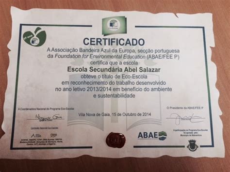 Ecoesas O Nosso Certificado De Boas Práticas Ambientais
