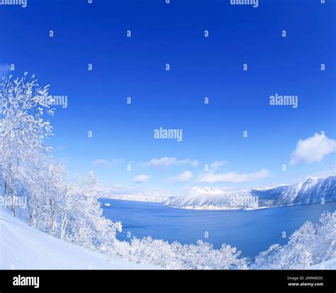 Mashu Ko With Frost Ice From Lake Mashu Ko Observation Deck No 1 Stock