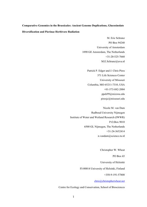 Pdf Comparative Genomics In The Brassicales Ancient Genome