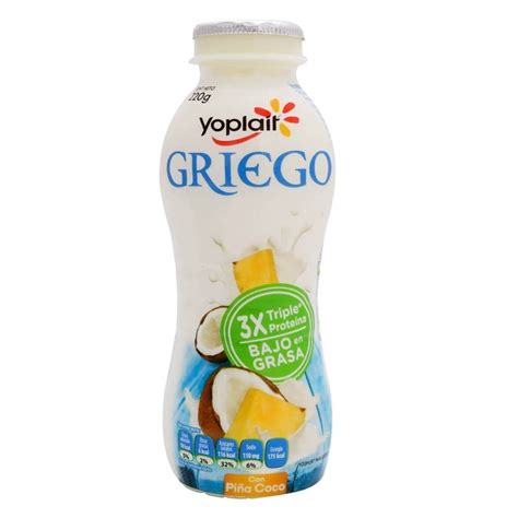 Yoghurt bebible Yoplait Griego con piña coco bajo en grasa g Walmart