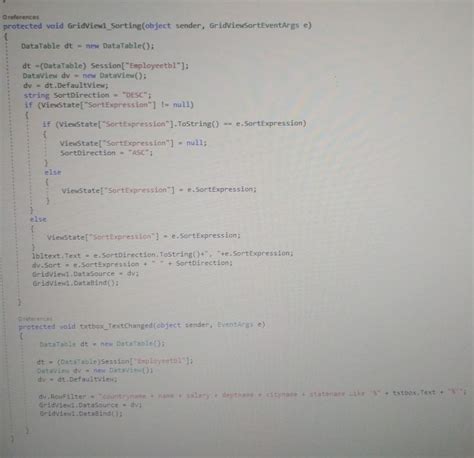 Sorting And Filtering Asp Net Gridview Data With Dataview And Not