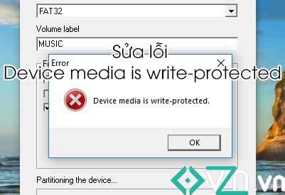 Sửa lỗi khi format USB Device media is write protected