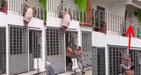 Mujer Intenta Escapar Por Los Balcones De La Casa De Su Novio Al Llegar Su Esposa Video