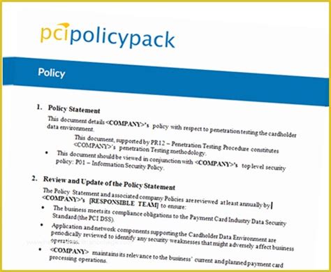 Pci Security Policy Template Free Of Pci Policy Documents Essential