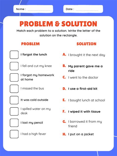 Problem And Solution Worksheet Pdf