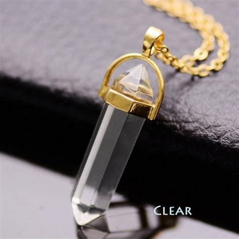 Natural Stone Bullet Shape Healing Point Pendant Necklace Atperry