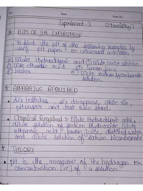 handwritten experiment 3 ph of samples pdf