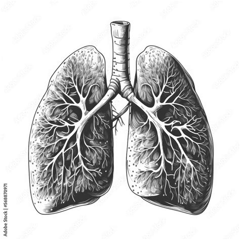 Human Health Medical Anatomical Human Lungs Sketch Isolated On White