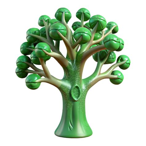 Serene Artistic Fractal Tree Structure Green Isolated Original 60476310 Png