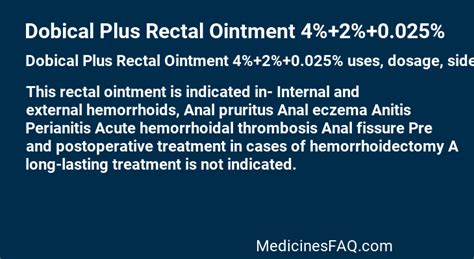 Dobical Plus Rectal Ointment 420025 Uses Dosage Side Effects