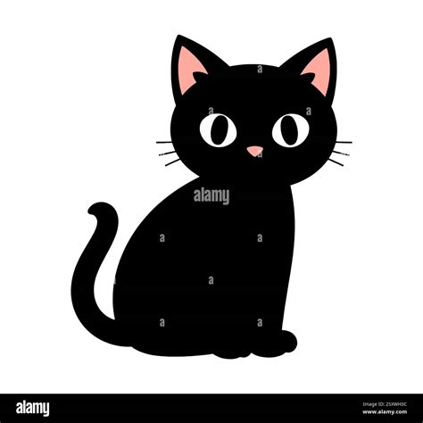 Cute Black Cat Cartoon Adorable Feline Vector Illustration Stock Vector