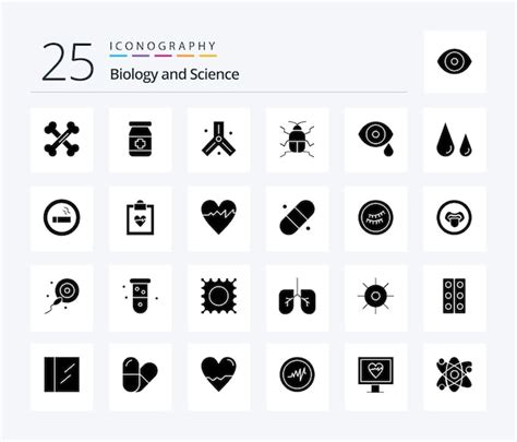 Free Vector Biology 25 Solid Glyph Icon Pack Including Lab Biology