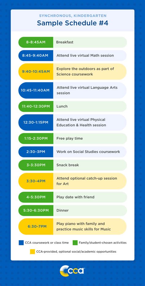 Online Elementary School Sample Schedule Cca
