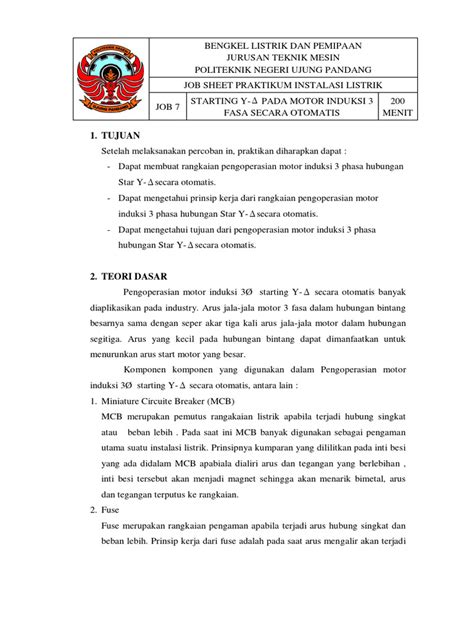 06 Job Sheet Praktikum Instalasi Listrik Pdf