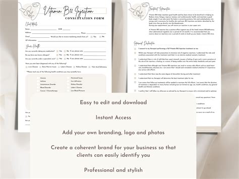 Vitamin B12 Consent Form Vitamin Injection Consent Form Aesthetic