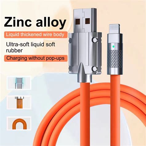 120w 6a Super Fast Charge Type C Liquid Silicone Cable Quick Charge Usb