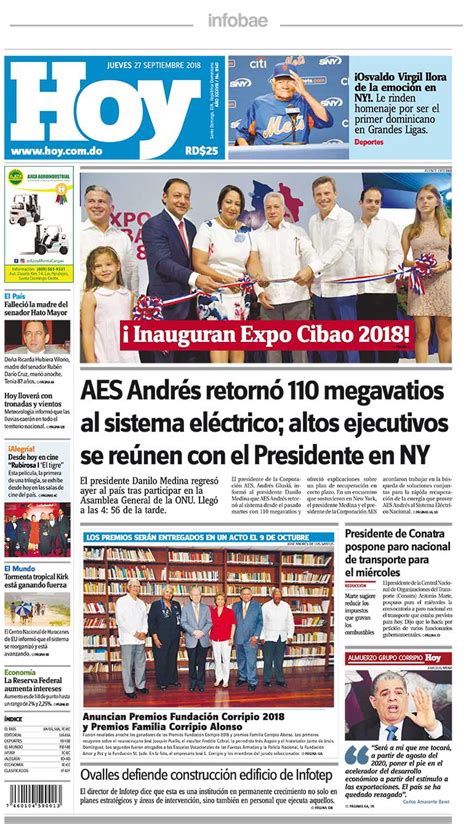 Hoy República Dominicana Viernes 28 De Septiembre De 2018 Infobae