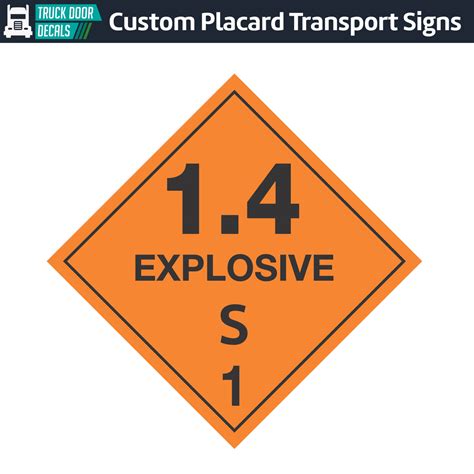 Hazard Class 1 Explosive 14s Placard Sign Truck Door Decals