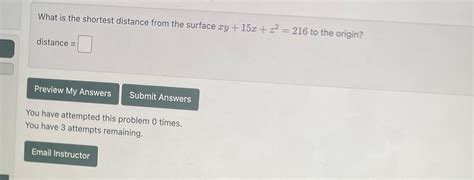 Solved What Is The Shortest Distance From The Surface Chegg