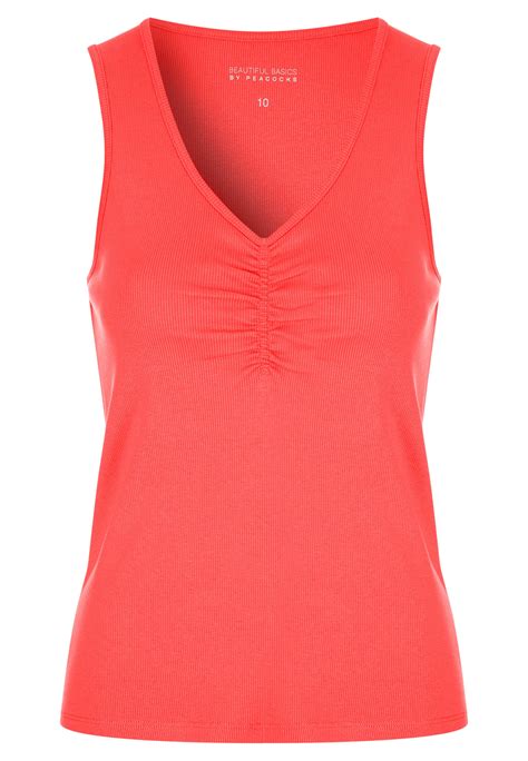 Womens Coral Ruched Front Vest Peacocks