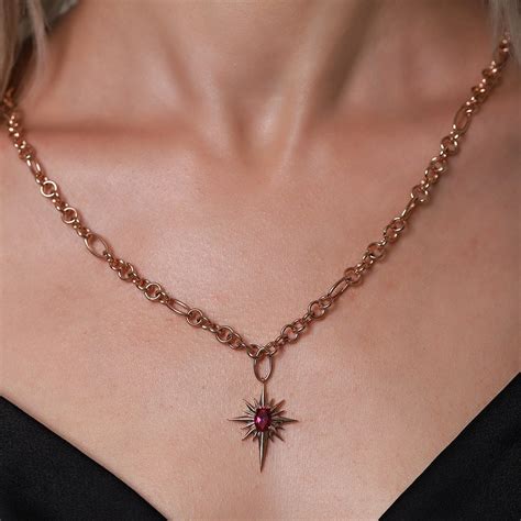 14k Solid Gold Ruby Pole Star Necklace Etsy