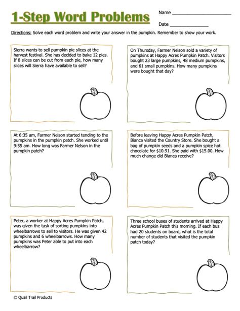 Multiplication Division And Word Problem Worksheets Pumpkin Theme
