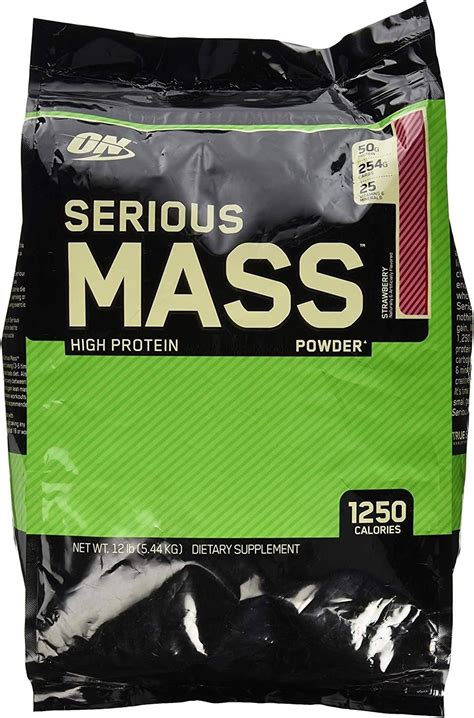 Optimum Nutrition Serious Mass Strawberry Weight Gain Protein Powder 12 Lbs