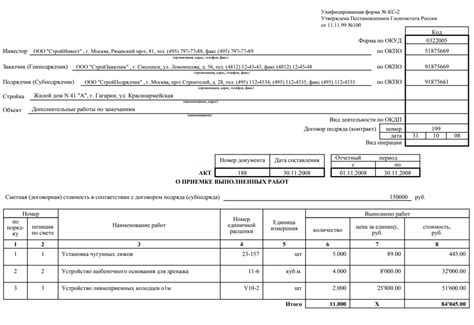 Акт о приемке выполненных работ по форме кс 2 образец заполнения