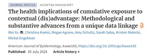The Health Implications Of Cumulative Exposure To Contextual Dis