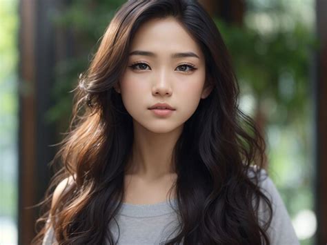Premium Photo Young Asian Woman Long Hair With Natural Makeup On Face