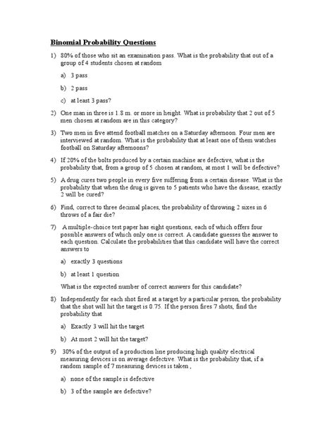 Binomial Probability Questions And Answers Pdf