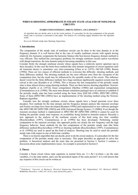 Pdf When Is Shooting Appropriate In Steady State Analysis Of