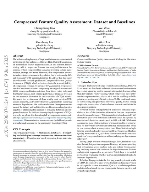 Pdf Compressed Feature Quality Assessment Dataset And Baselines