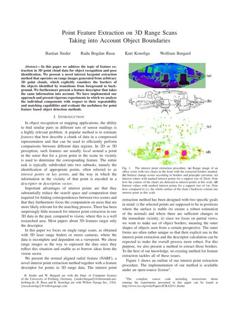 Pdf Point Feature Extraction On 3d Range Scans Taking Into Account