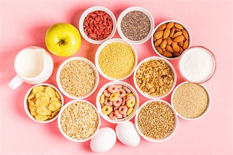 Bahan Untuk Sarapan Sehat Sereal Bijibijian Produk Susu Bijibijian