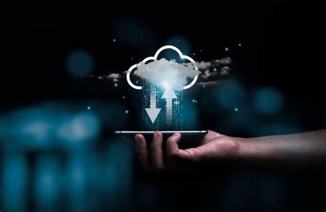premium photo hand holding smartphone with virtual cloud computing