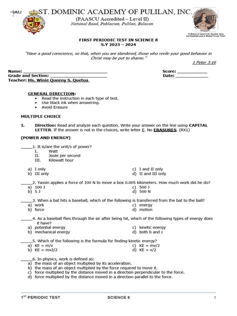 First Periodic Test Grade8 Pdf