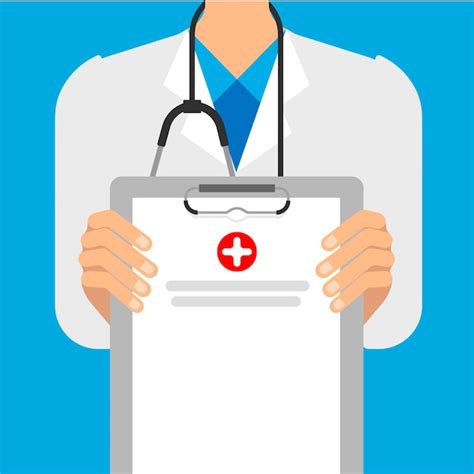 Premium Vector Close Up Of A Doctor In A Lab Coat Holds The Blank