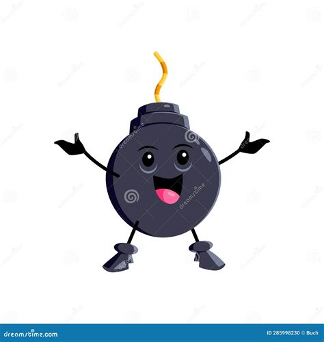 Cartoon Happy Bomb Character Explosive Personage Stock Vector