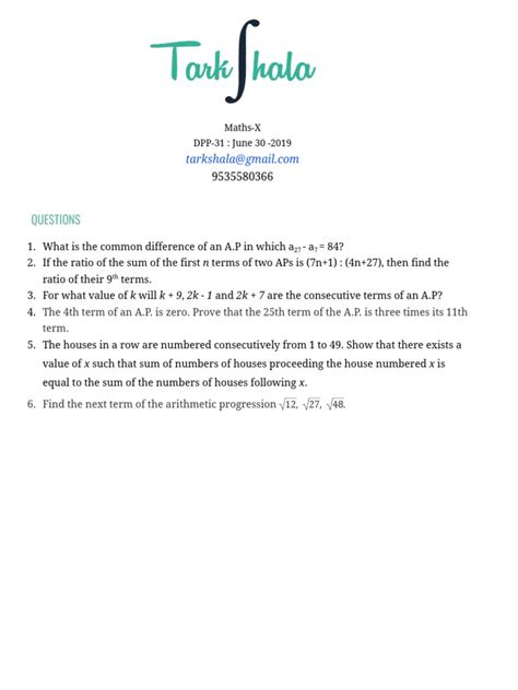 Maths Dpp 31 Pdf