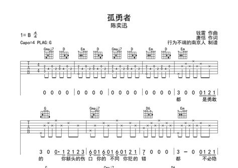 孤勇者吉他谱 陈奕迅 G调吉他弹唱谱 琴谱网