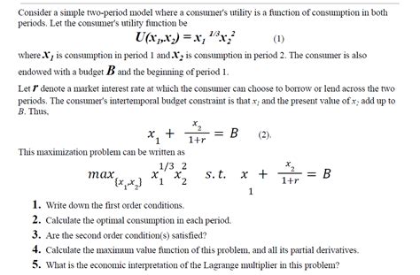 Solved 2 Consider A Simple Two Period Model Where A Chegg
