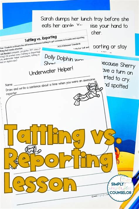Tattling Vs Reporting Counseling Lesson 1st Grade Simply Imperfect