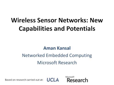 Pdf Wireless Sensor Networks New Capabilities And Potentials