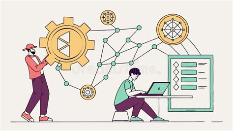 People Working Network Gears Technology Network Gears People Working Team Tech Vector