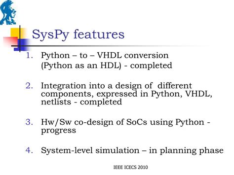 Ppt Syspy Using Python For Processor Centric Soc Design Powerpoint